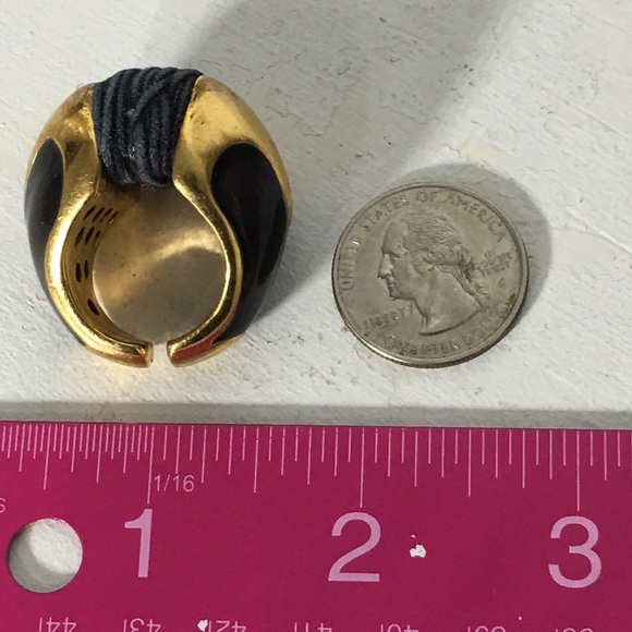 Jewelry | Vintage Gold Tone Black Rope Ring | Poshmark